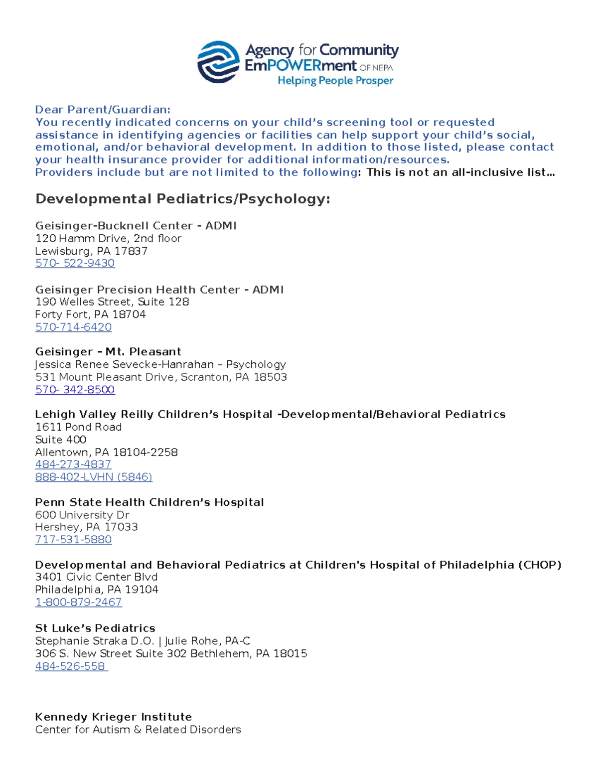 Referral List for Autism & Behavioral Health Services - ADMI 120 - Studocu