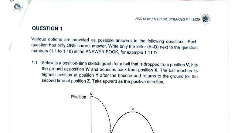 NSC NOV: PHYSICAL SCIENCES P1 - Question & Answer Guide - Studocu