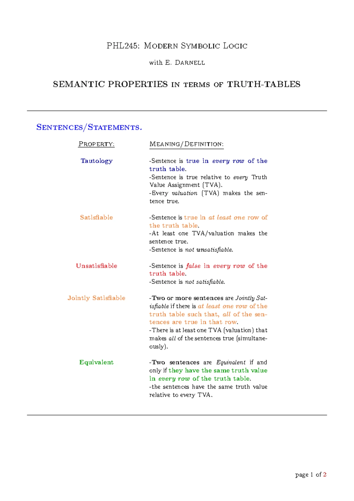 PHL245H 2024F Syllabus for Modern Symbolic Logic Course - Studocu