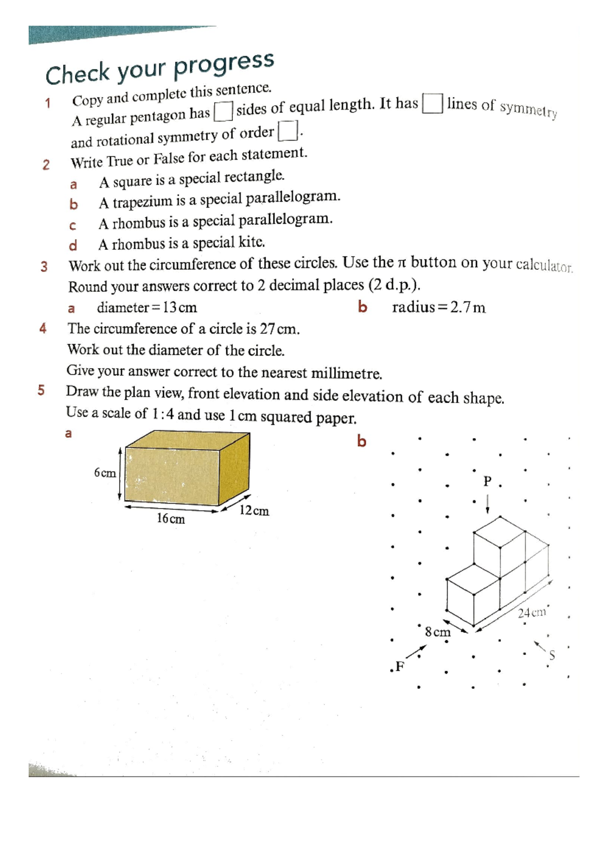 25485 - Geometry Progress Check: Shapes & Circles - Studocu