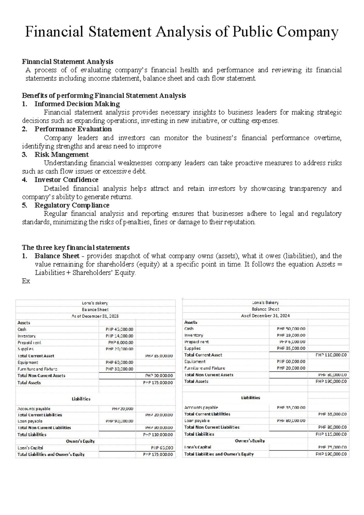 Financial Statement Analysis (FIN 101): Evaluating Company Performance ...