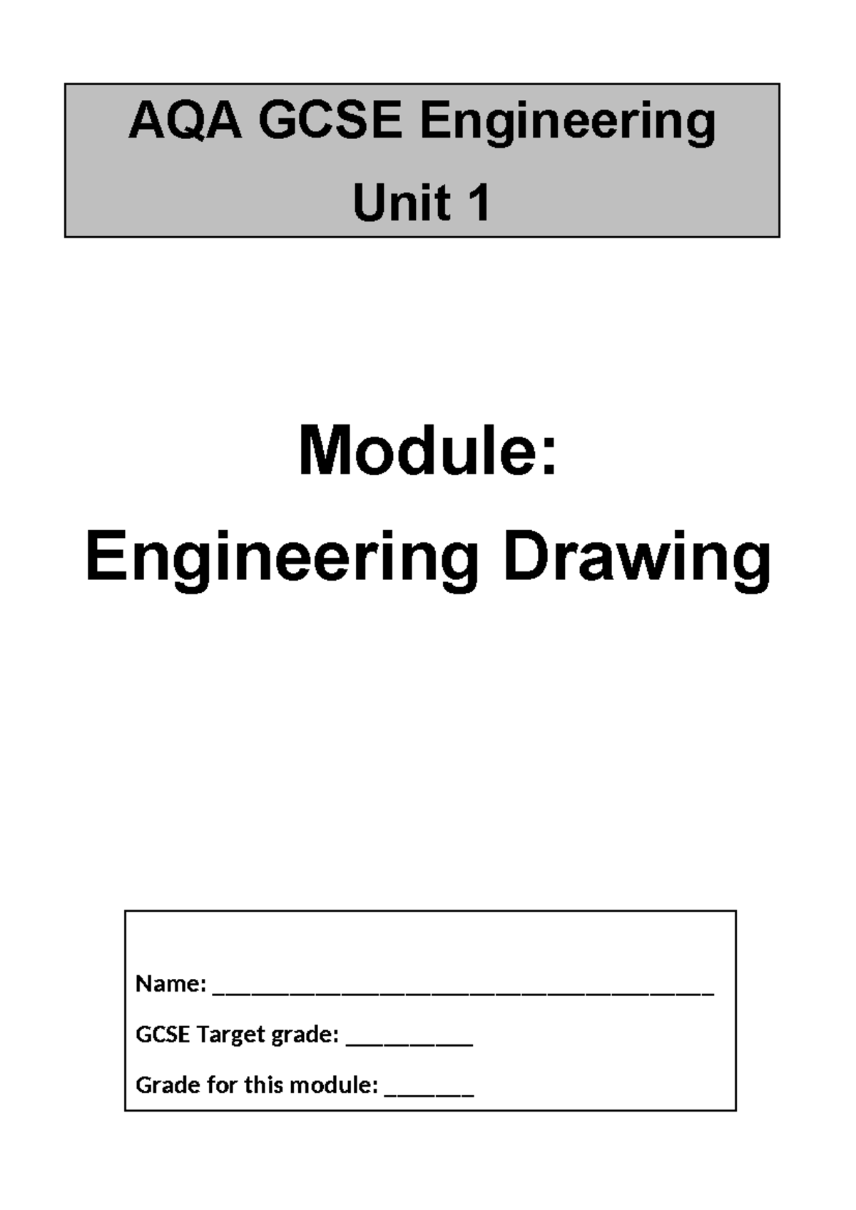 AQA GCSE Engineering Drawing Unit 1 Study Booklet - Studocu