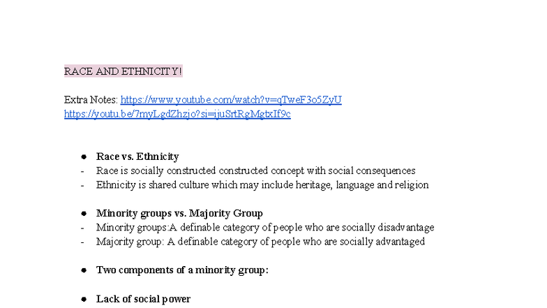 Sociology Exam Notes: Race, Ethnicity, Gender, and Social Inequality ...