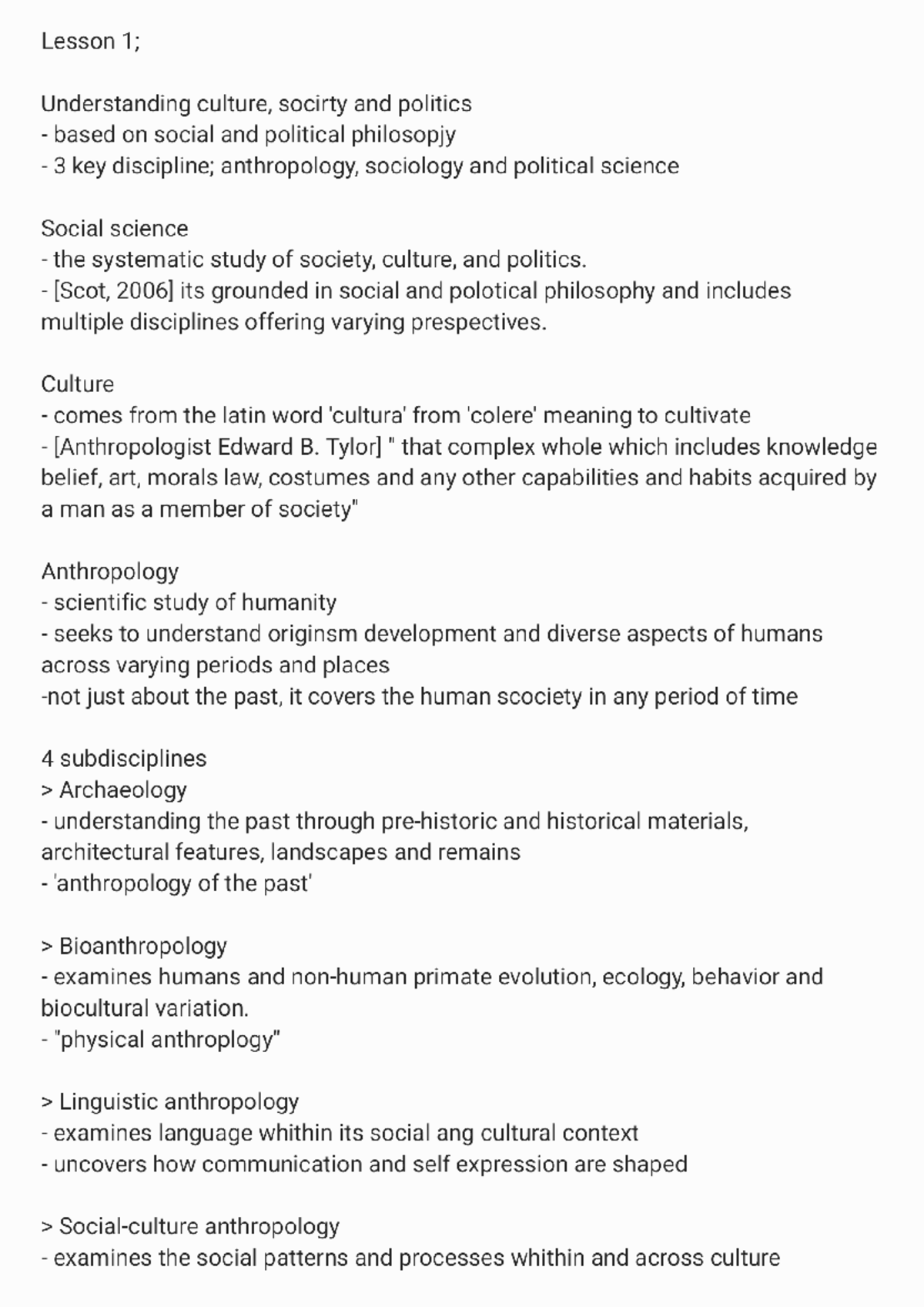 UCSP 100155 Lesson Notes: Understanding Culture, Society, and Politics ...