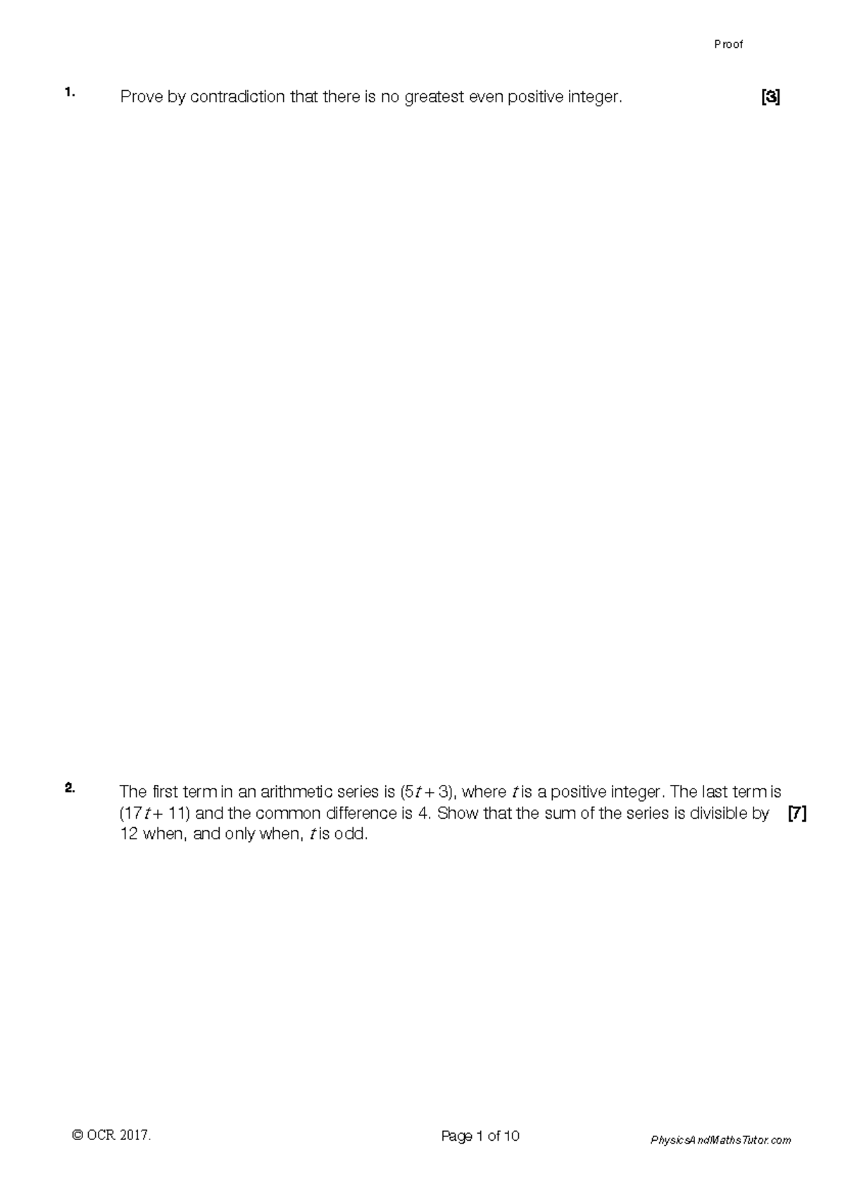 Proof Techniques in Mathematics: Contradictions and Series Sums (OCR ...