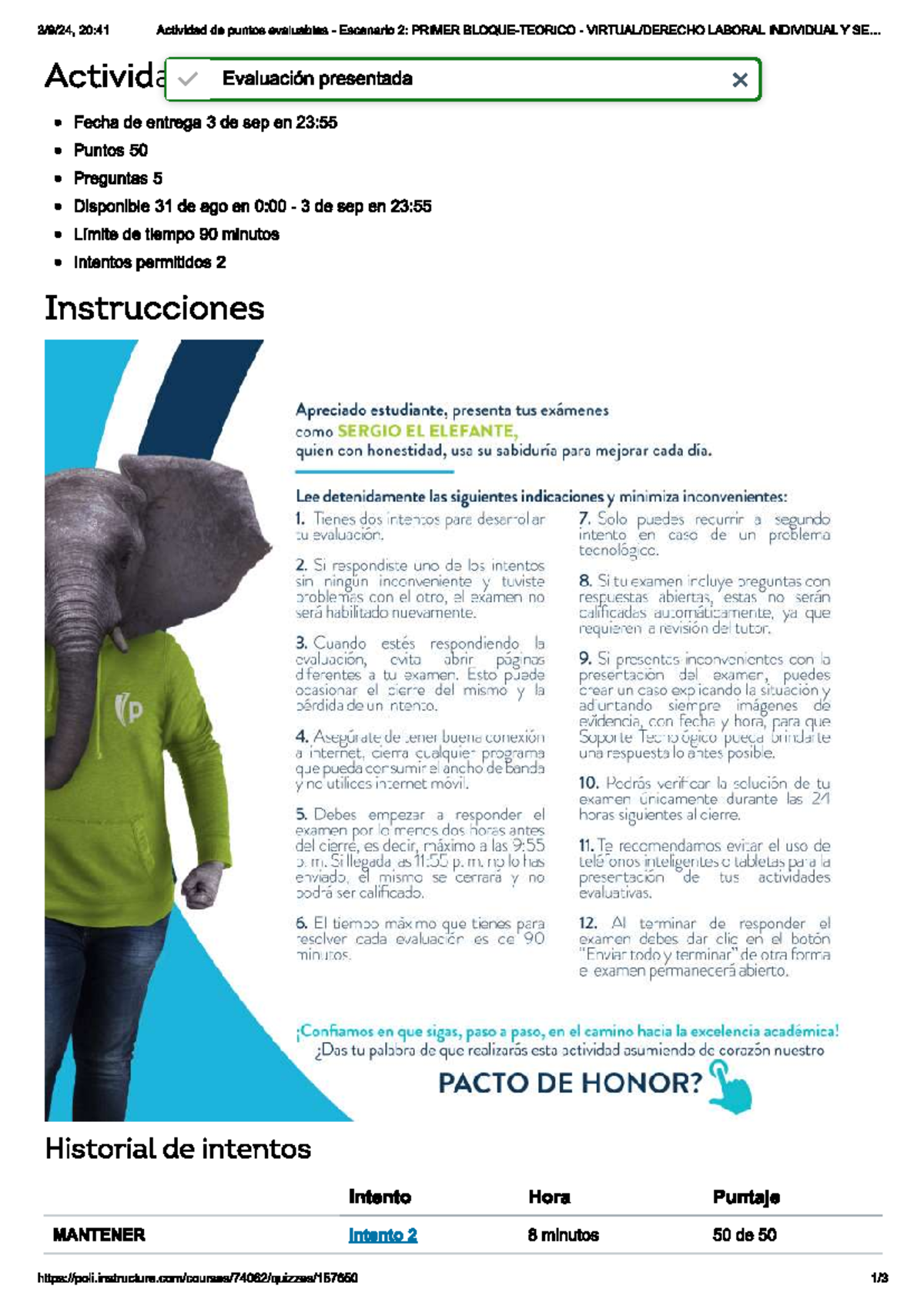 Quiz Laboral ESC 1: Instrucciones y Puntos Evaluables - Studocu