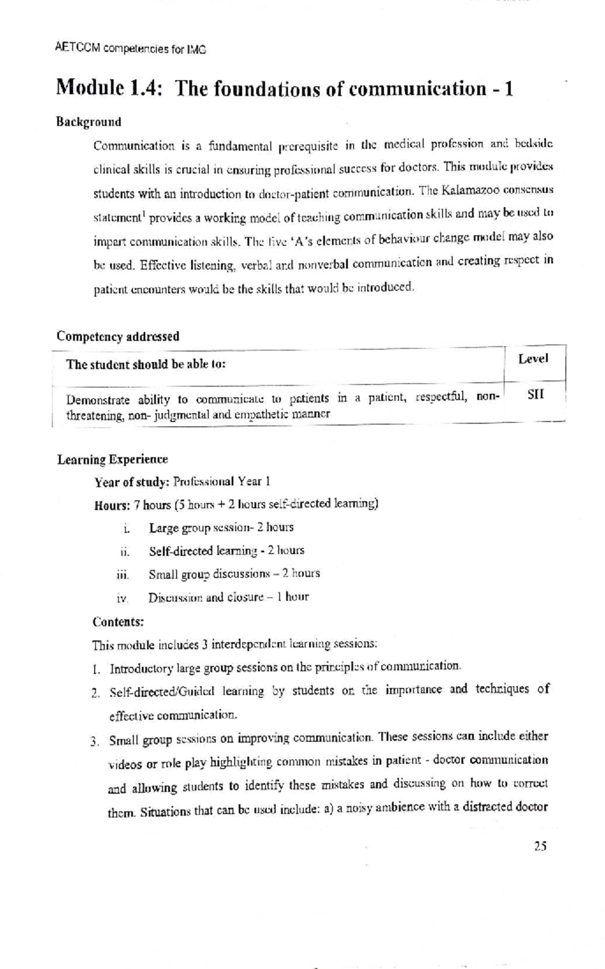 AETCOM Module 1.4: Foundations of Communication Skills - Studocu