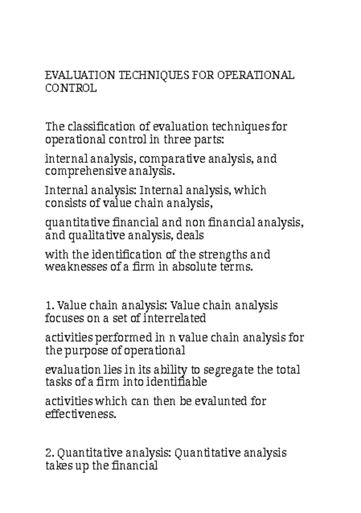 Evolution techniques for operational control - Strategic Management ...