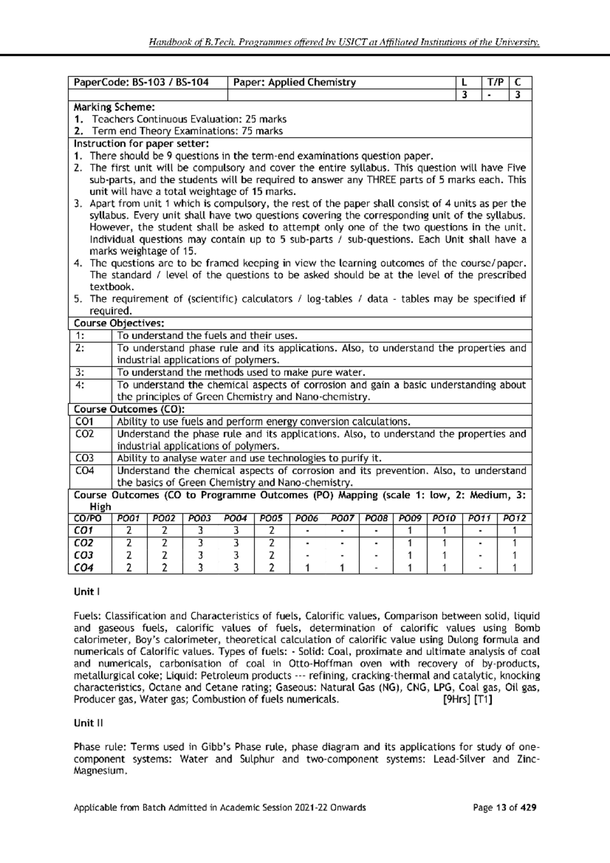 1st year B.Tech CSE syllabus - btech - Studocu