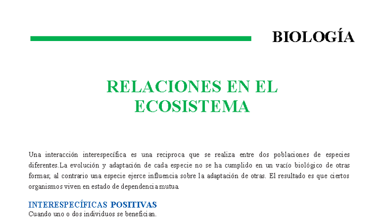 S27 - Relaciones Interespecíficas en Ecosistemas: Interacciones y ...