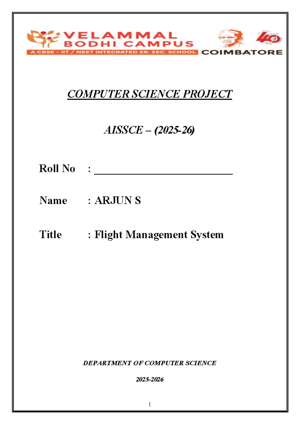 CS Project - Flight Management System (Class XII CSC) - Studocu