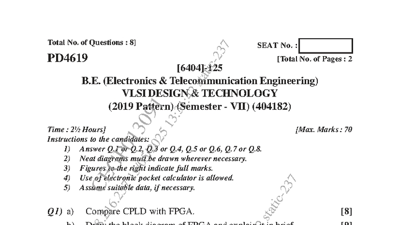 VLSI Design Technology (PD4619) - May Jun 2025 Question Paper - Studocu