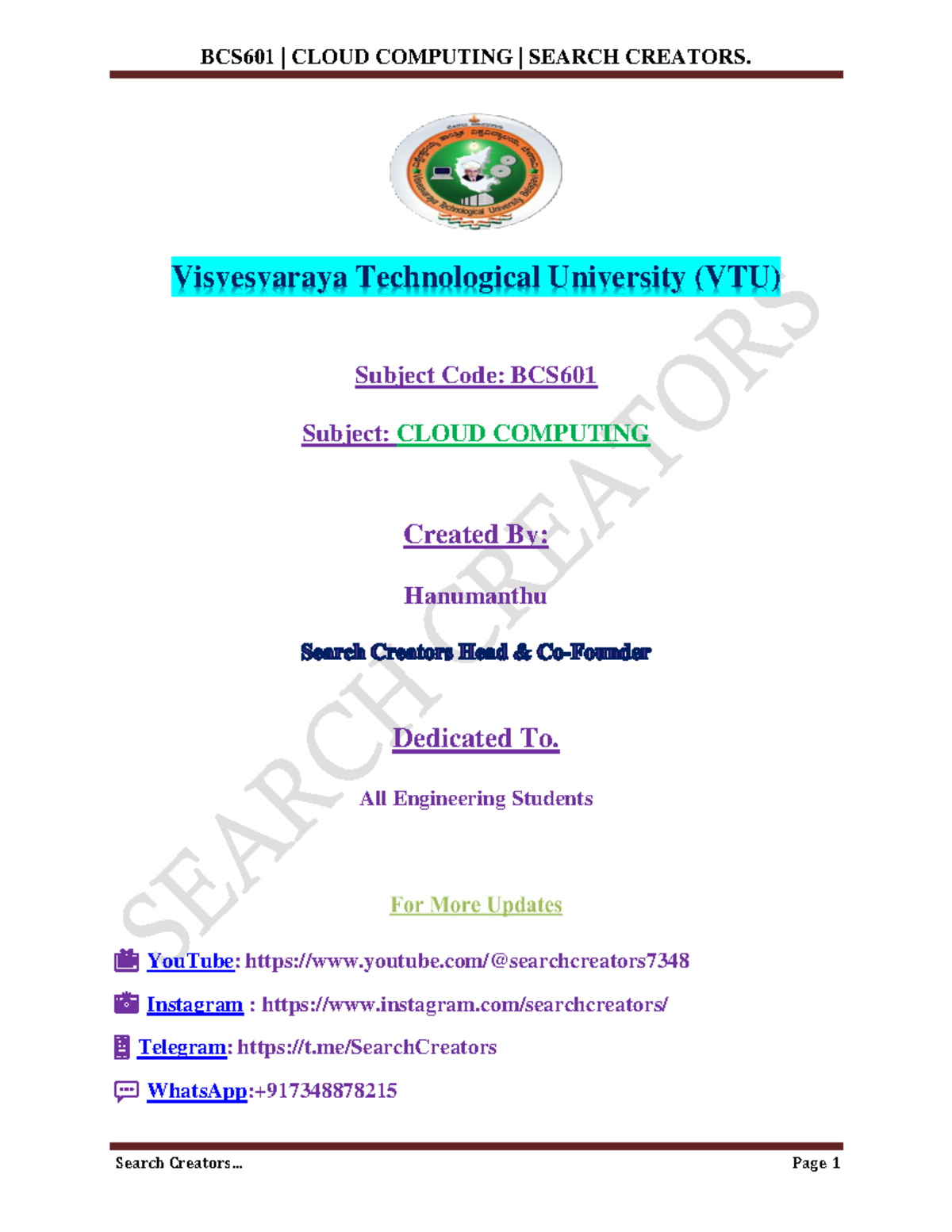 Module 01: Overview of Distributed Systems & Cloud Computing (BCS601 ...