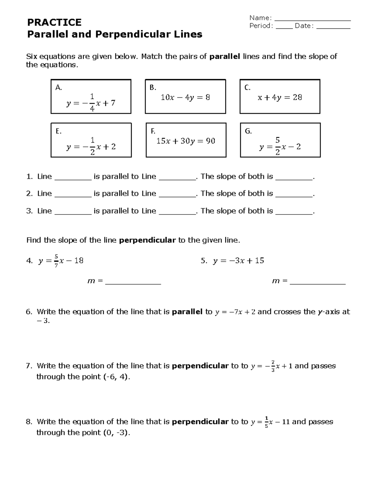 3-15 Practice: Parallel & Perpendicular Lines Worksheet - Studocu