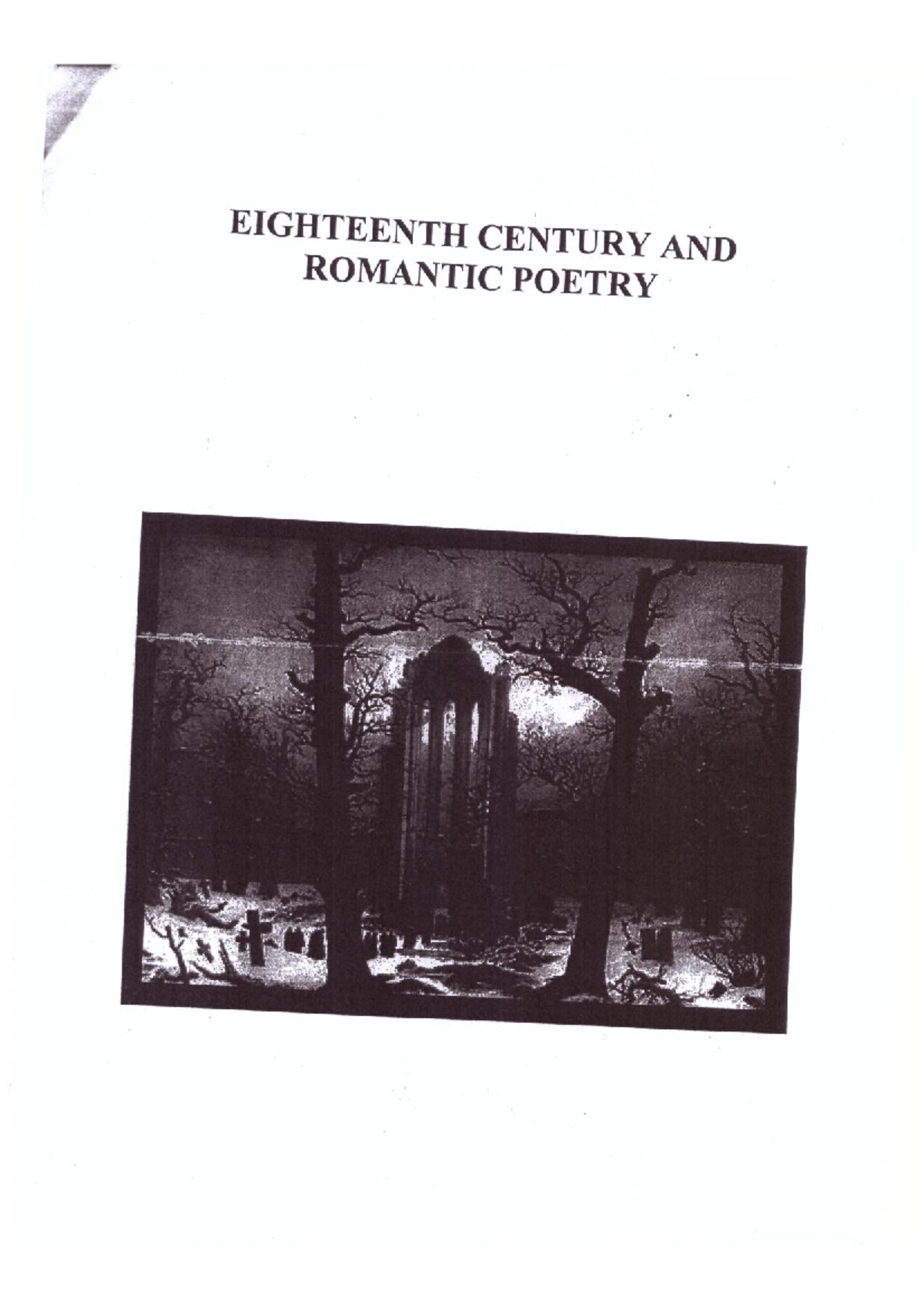 ENG 301 Eighteenth Century & Romantic Poetry Overview - Studocu