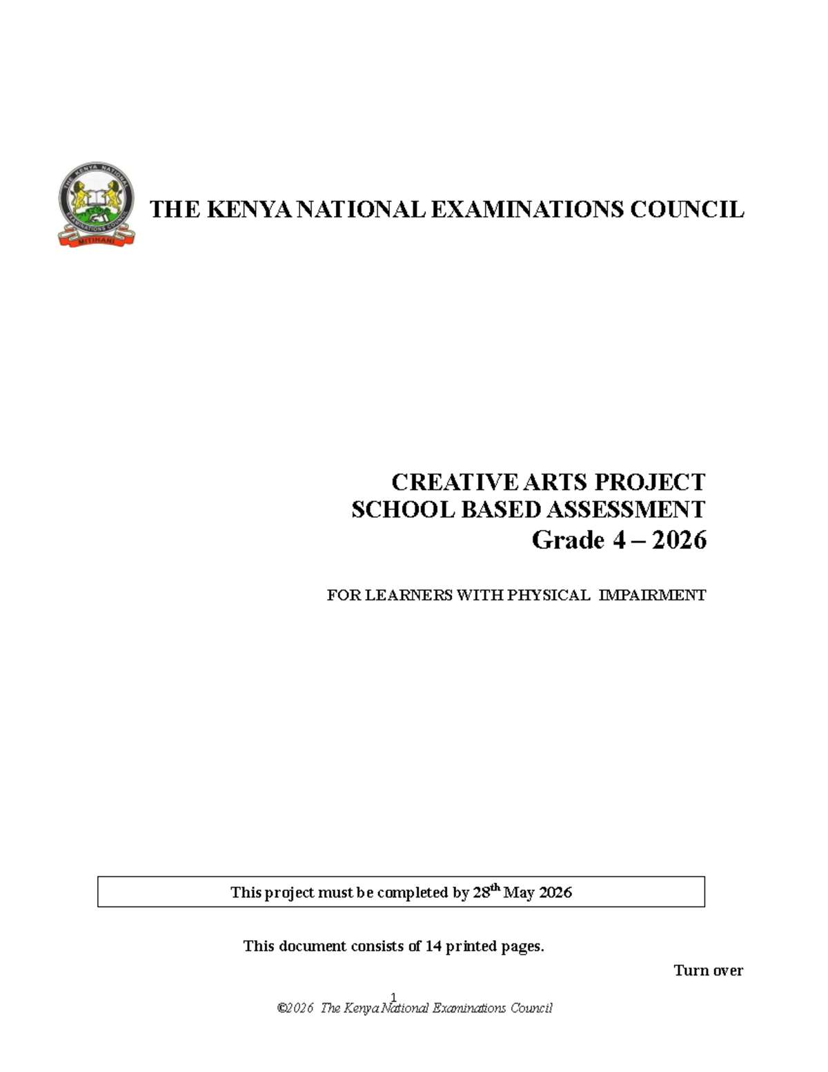 Grade 4 Creative Arts Project-Based Assessment (SBA) 2026 - Studocu