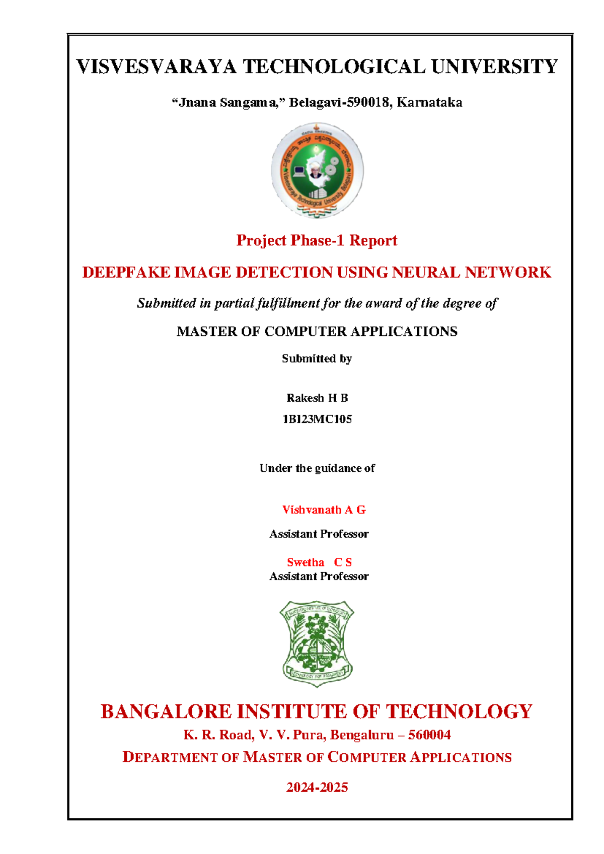 MCA Project Report: Deepfake Image Detection Using Neural Networks - Studocu