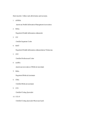 HT208 Ch 6-8 Case studies - HT208 CODING AND CLASSIFACTION I CHAPTER 6 ...