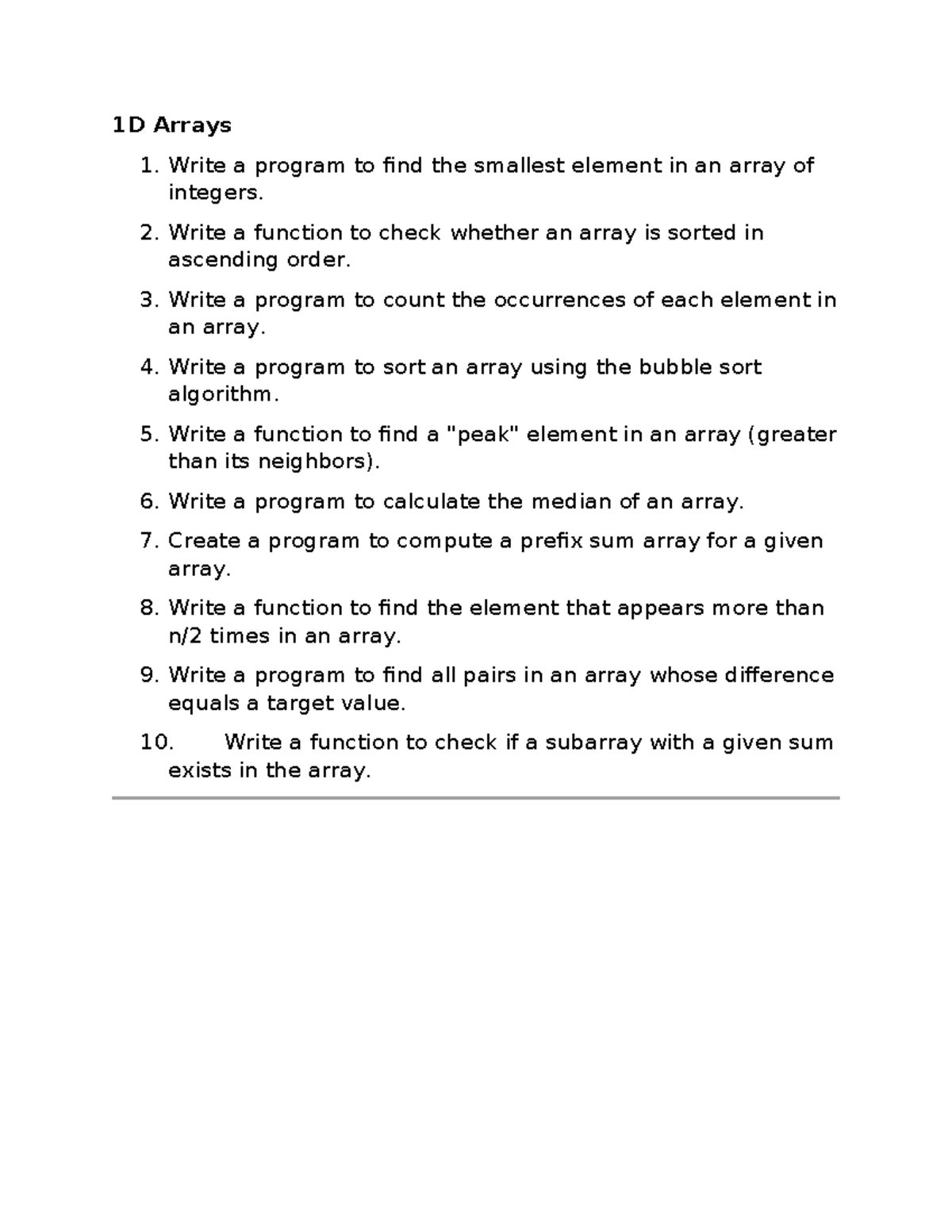 Java Practice Problems: 1D Arrays Solutions and Exercises - Studocu