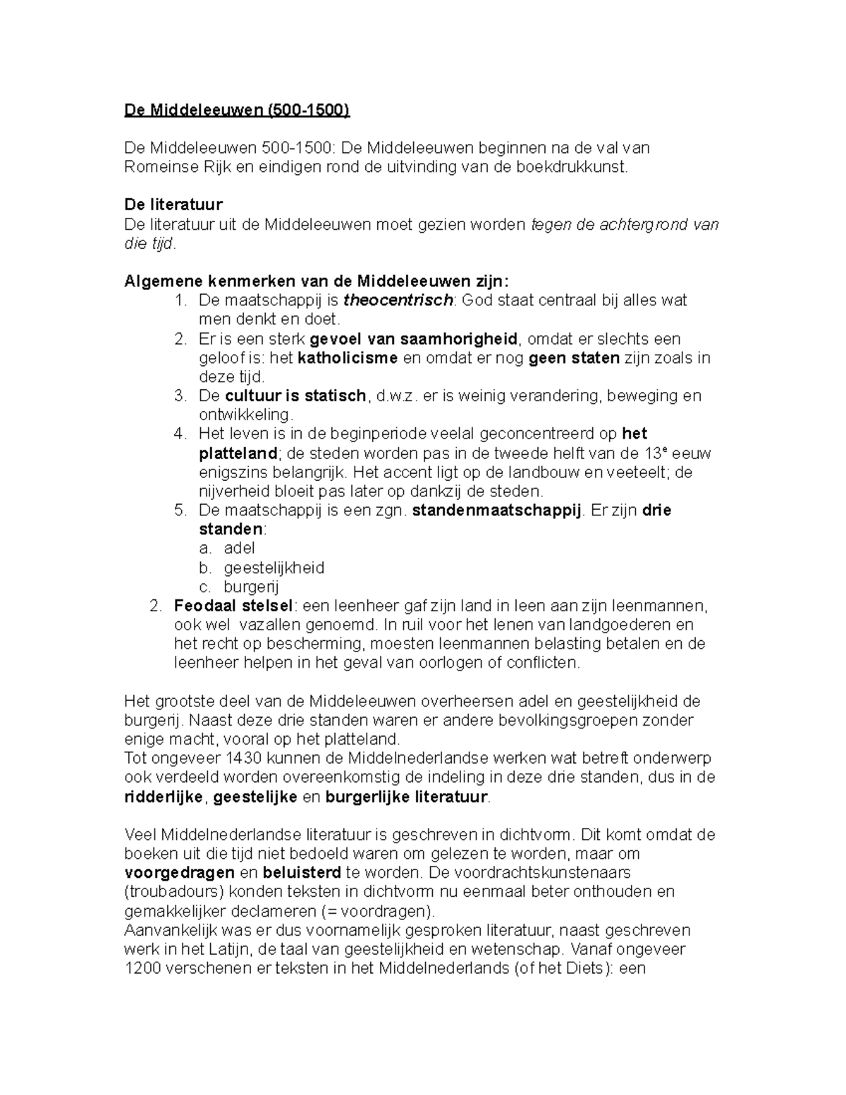 Middeleeuwen Samenvatting (500-1500) - Belangrijke Kenmerken en ...