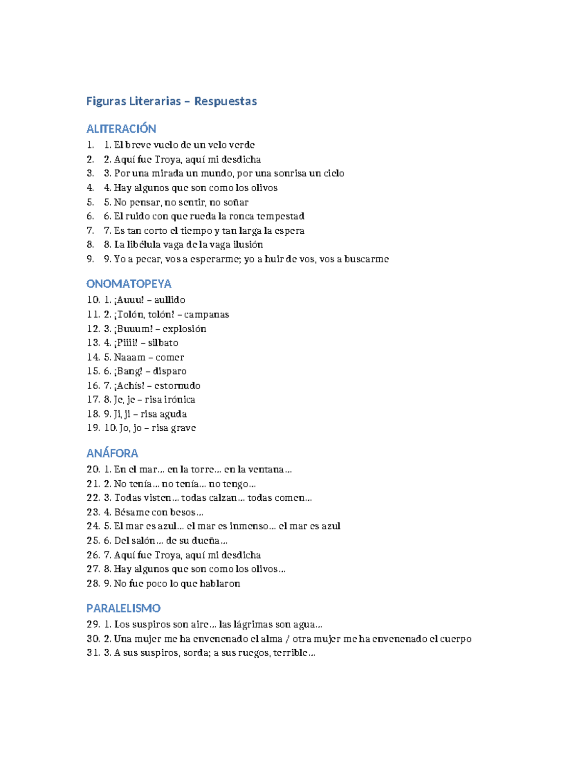 Figuras Literarias: Respuestas y Ejemplos de Estudio - Studocu
