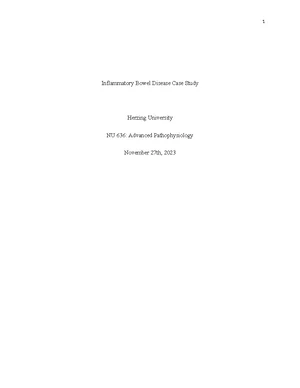 NU 636 Final IBD Case Study Analysis and Patient Evaluation - Studocu
