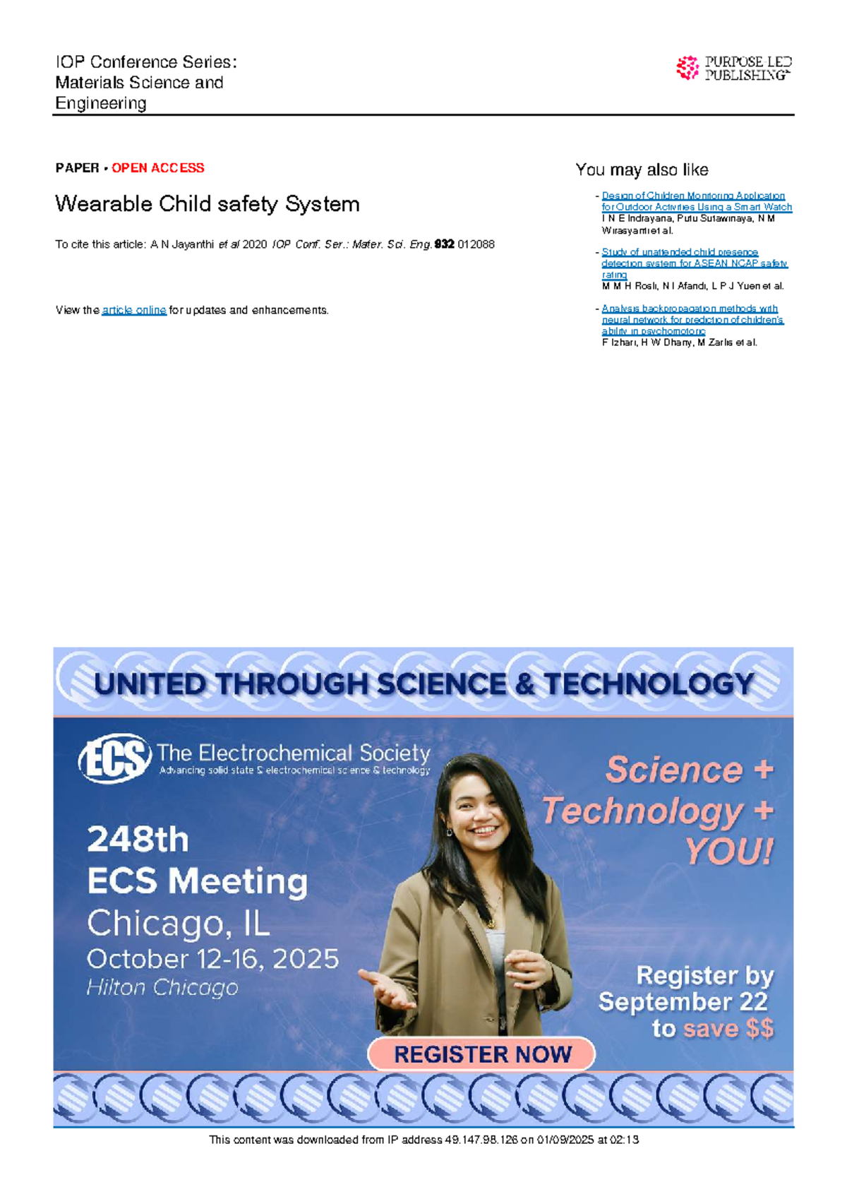 Wearable Child Safety System: IOP Conf. Ser. Mater. Sci. Eng. 932 - Studocu