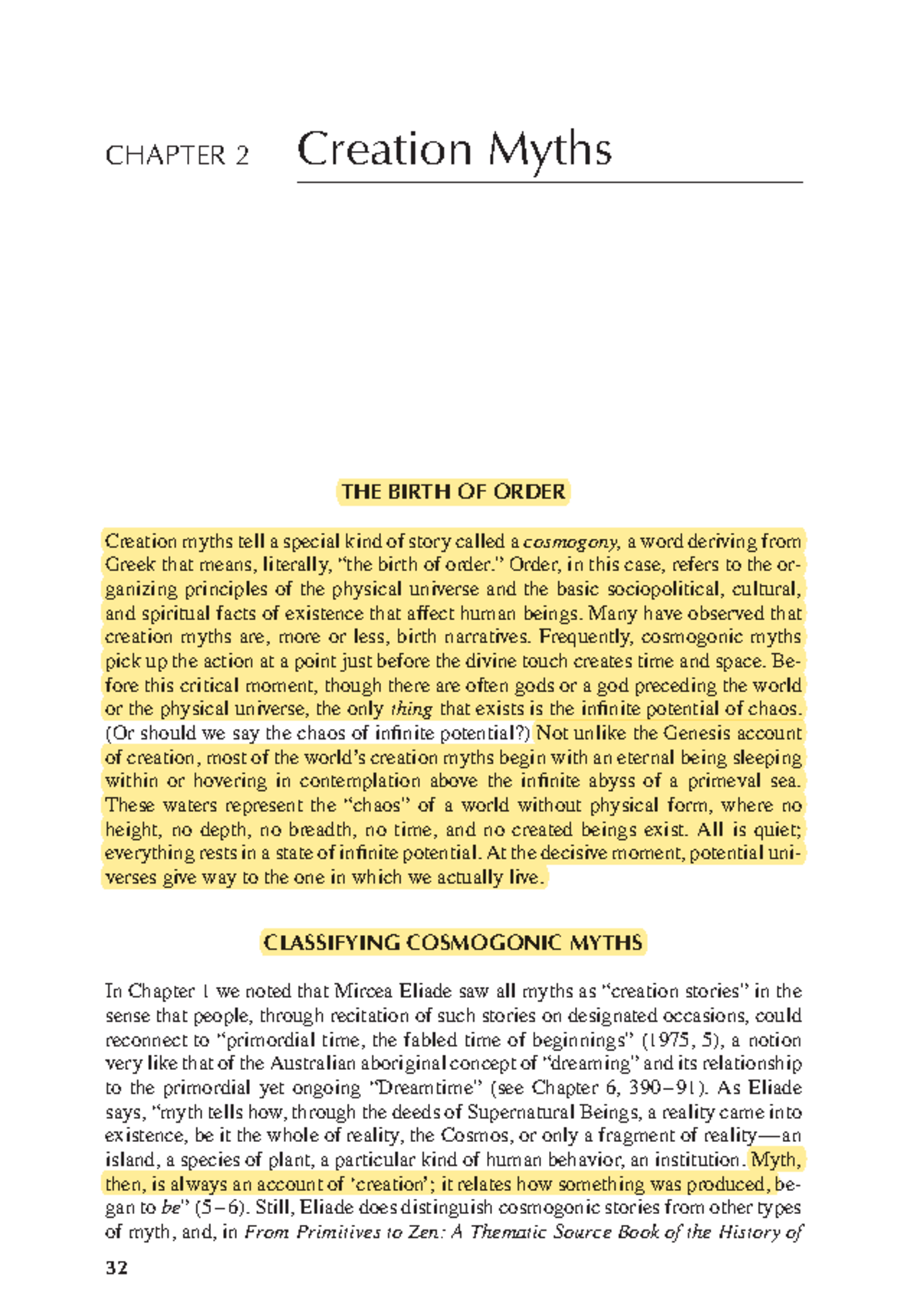 Mythology & Archetypes: Chapter 2 - Exploring Creation Myths - Studocu