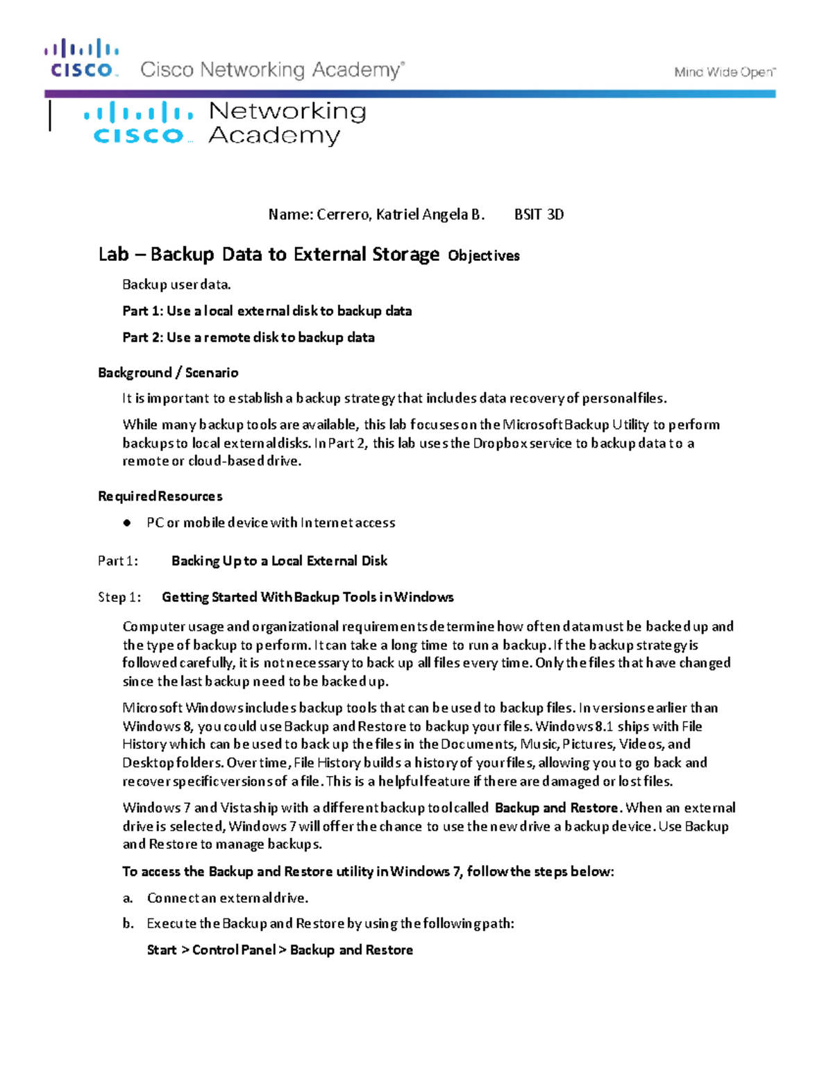 3.1.2.3 - Lab - Back up data to External storage - Lab – Backup Data to External Storage Name ...