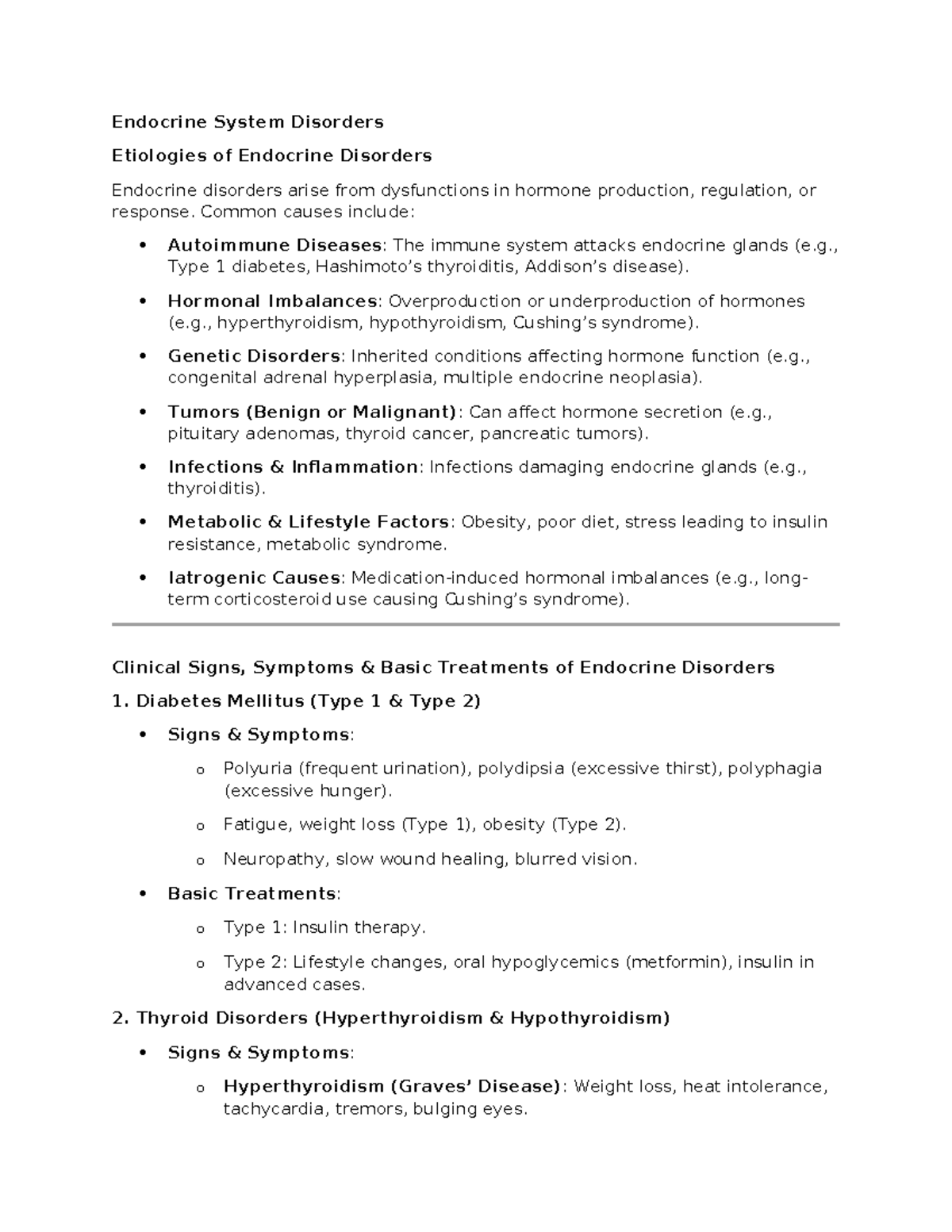 Endocrine System Disorders: Etiologies & Treatments - Module 6 Study ...