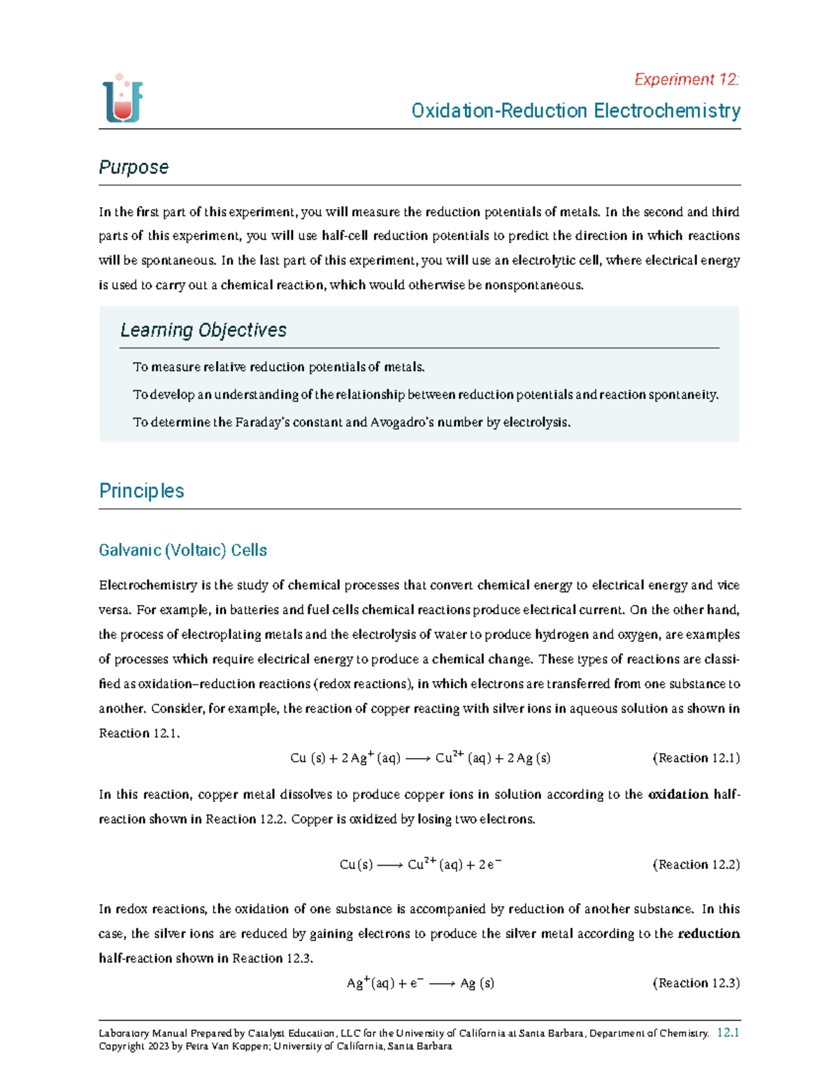 CHEM 12: Oxidation-Reduction Electrochemistry Lab Manual Notes - Studocu