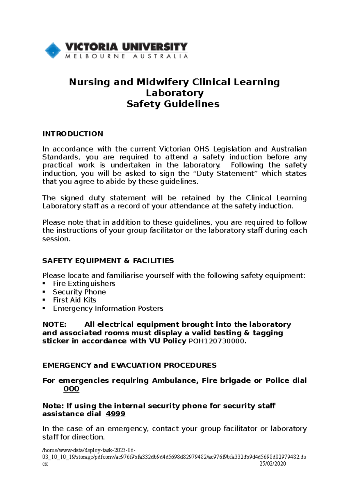 Clinical laboratory safety guidelines 230113 (002) - Nursing and ...