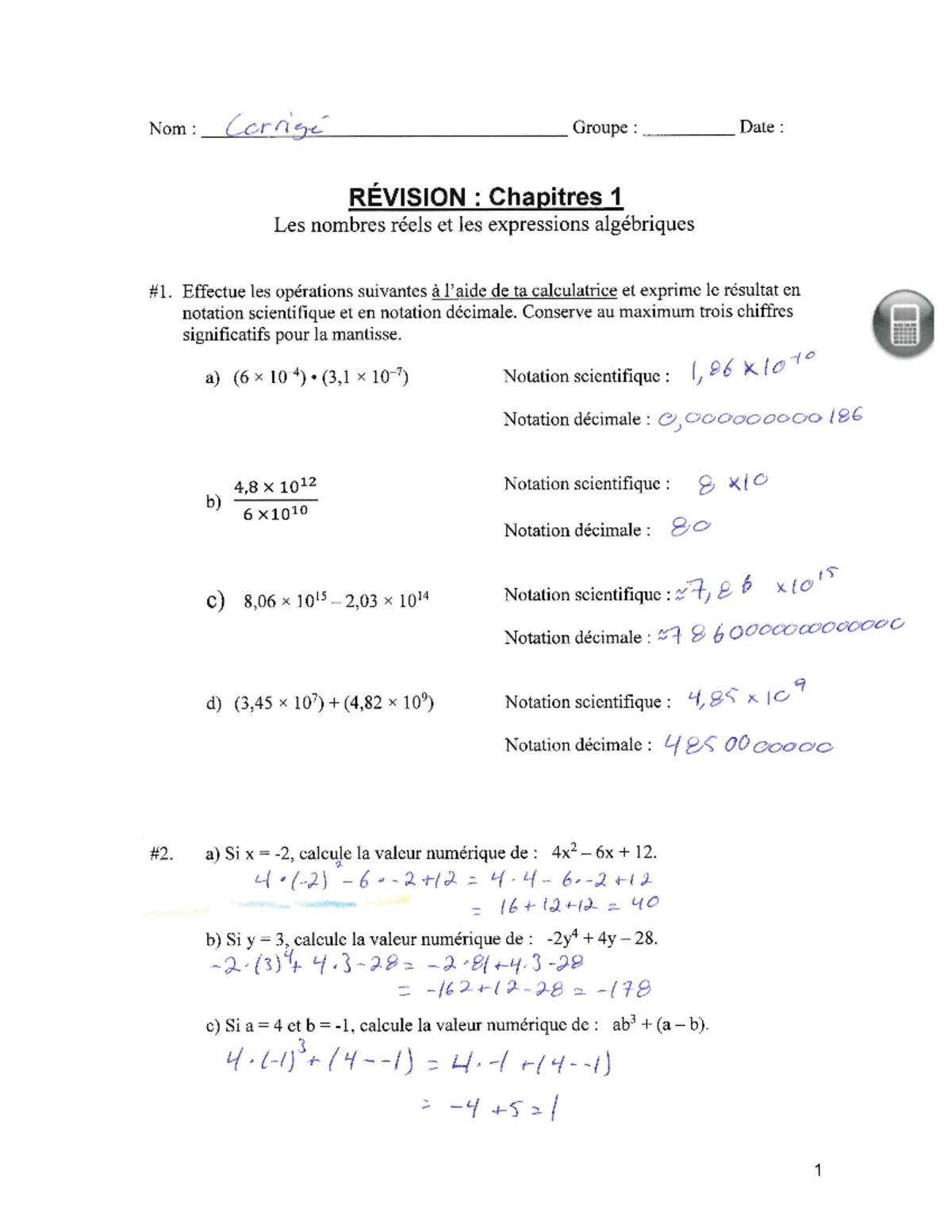 Révision pour Examen Mi-Année CD1 (2023-2024) - Corrections et ...