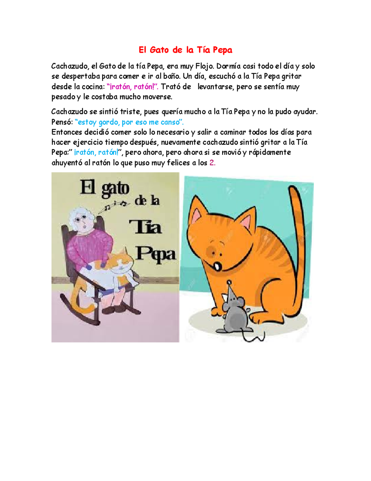 El Gato de la Tía Pepa. Imprimir docx - El Gato de la Tía Pepa ...