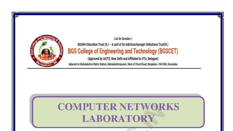 Computer Networks Lab Manual (BCS502) - BGSCET - Studocu