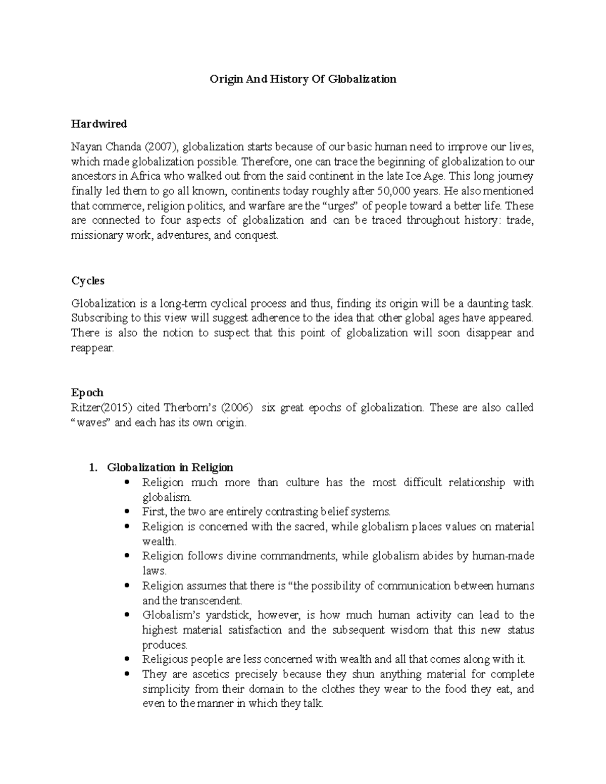 Origin and Evolution of Globalization: A Comprehensive Overview - Studocu