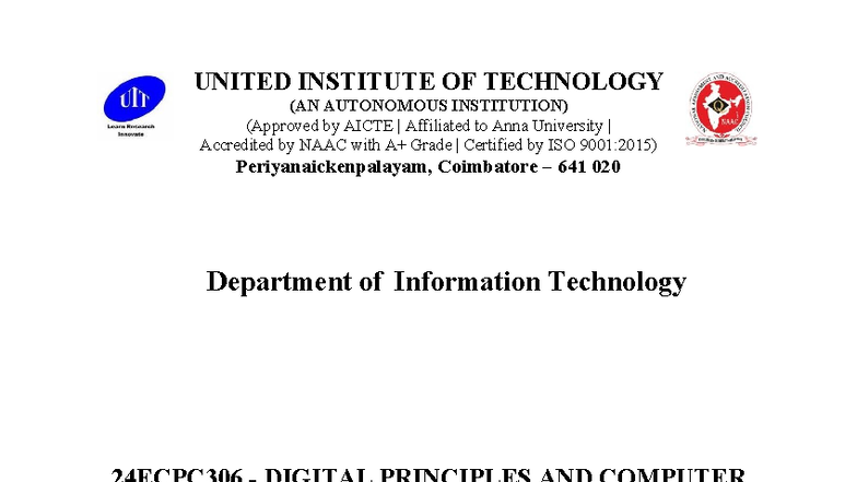 24ECPC306 Digital Principles & Computer Organization Manual Record ...