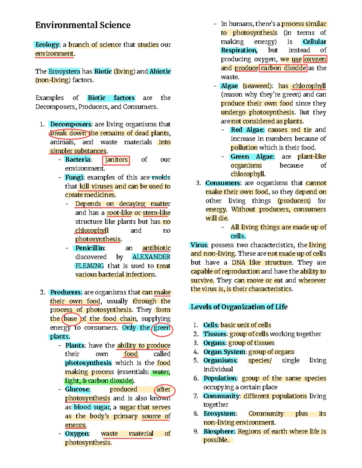 ENV 101: Ecology and Ecosystem Dynamics Overview - Studocu