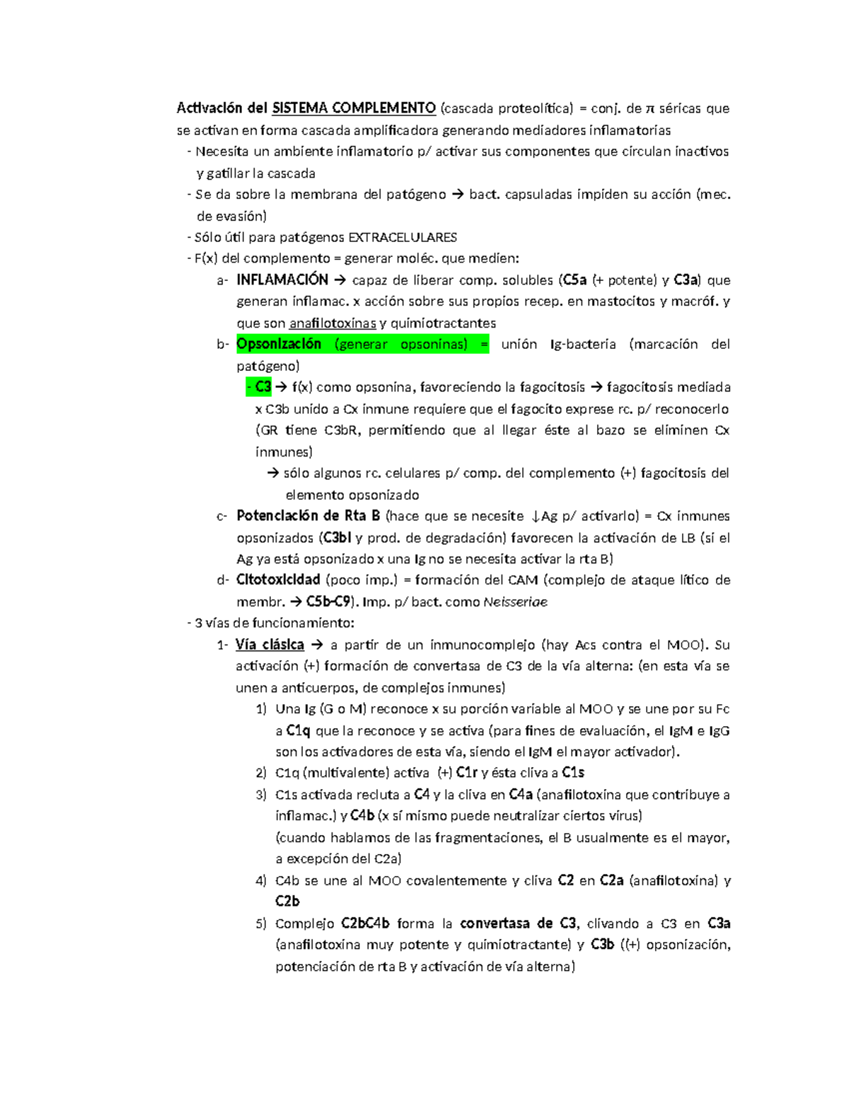 Sistema complemento - Activación del SISTEMA COMPLEMENTO (cascada ...