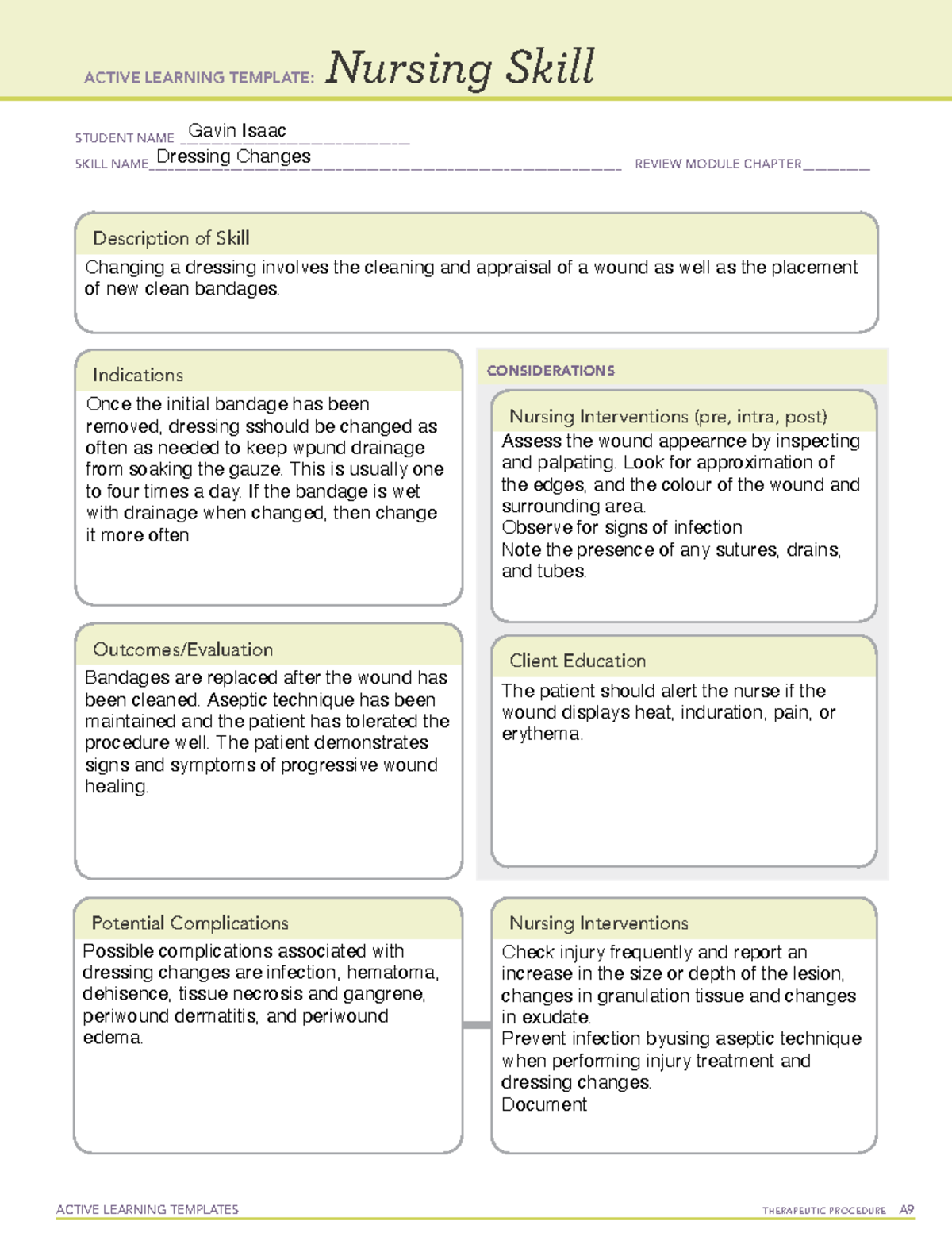 Active Learning Template: Dressing Change Skill for Nursing (Module A ...