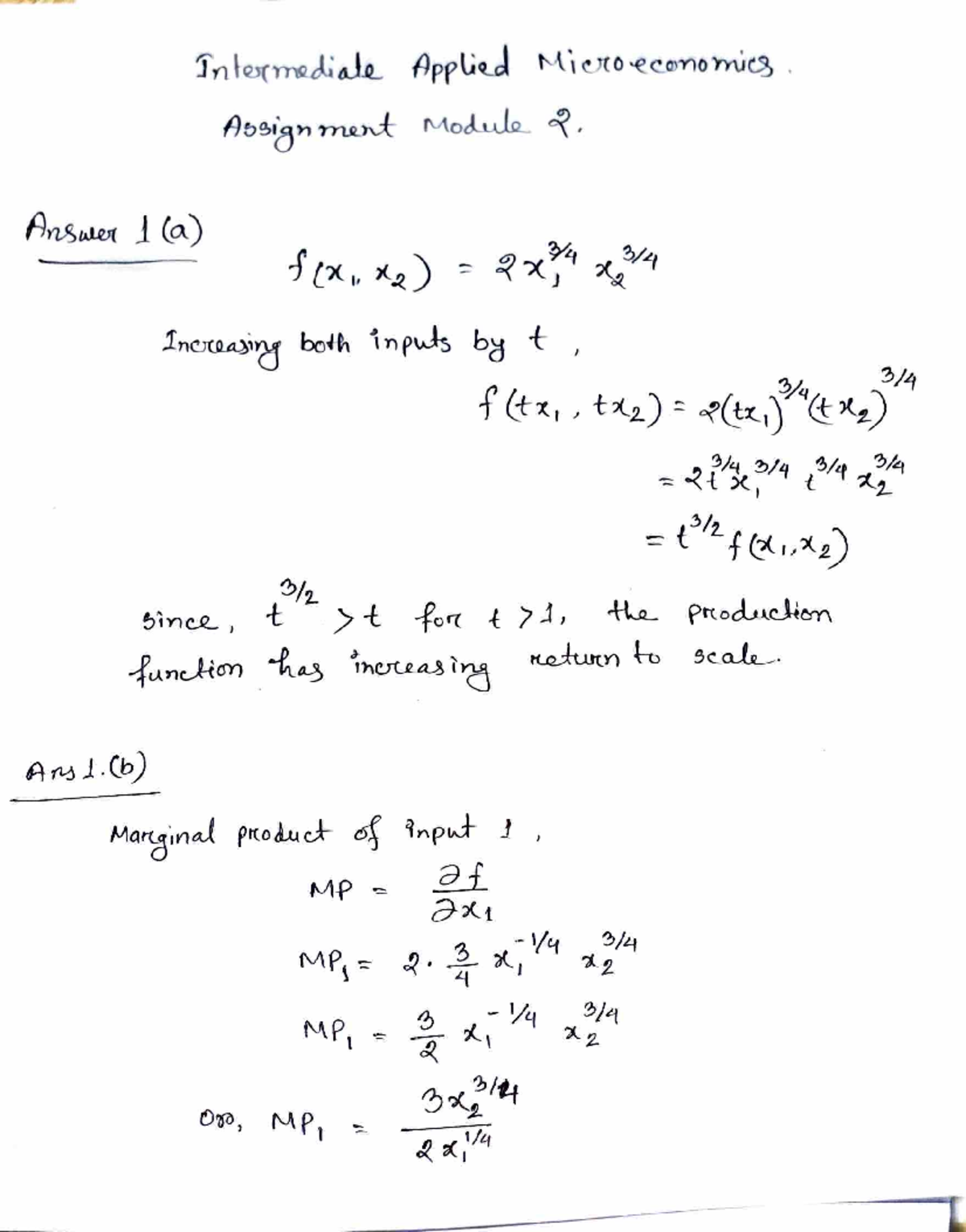 Intermediate Applied Microeconomics Assignment Module 2 Analysis - Studocu