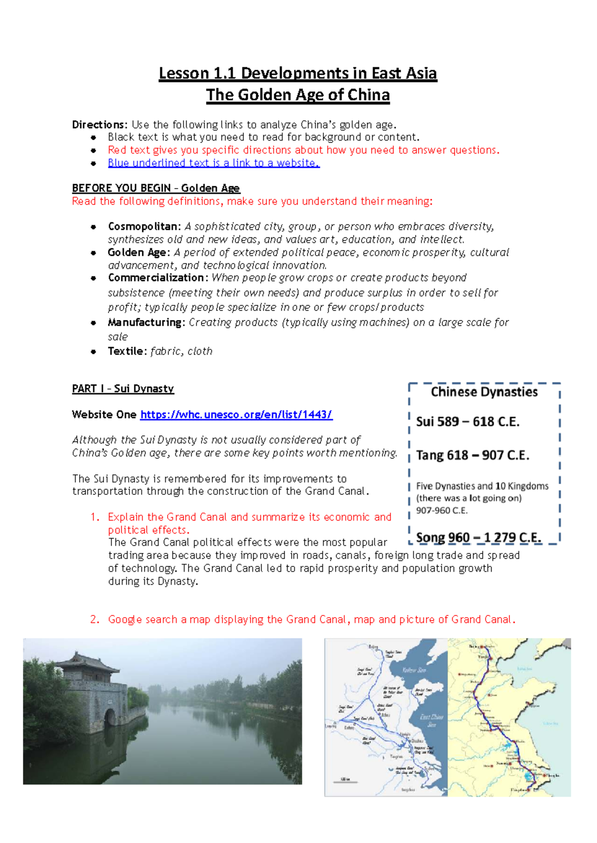 Lesson 1.1: The Golden Age of China - East Asia Developments - Studocu
