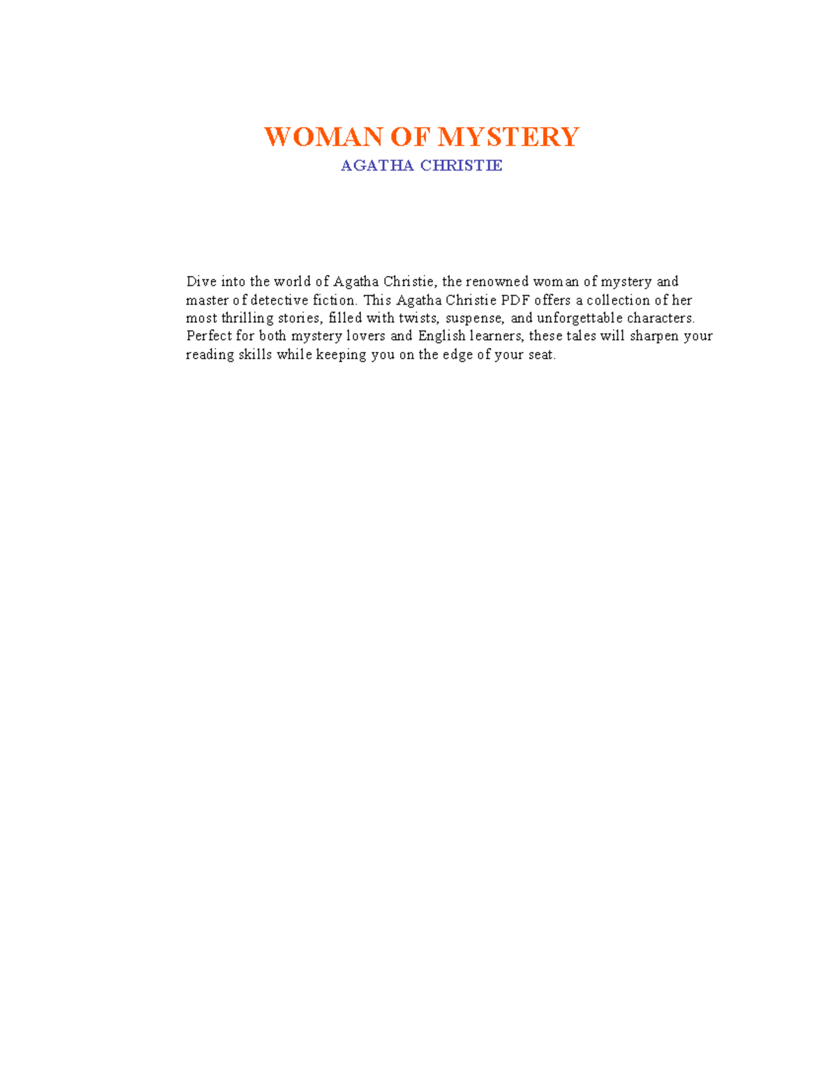 Agatha Christie: A Woman of Mystery - Chapter Insights and Analysis ...