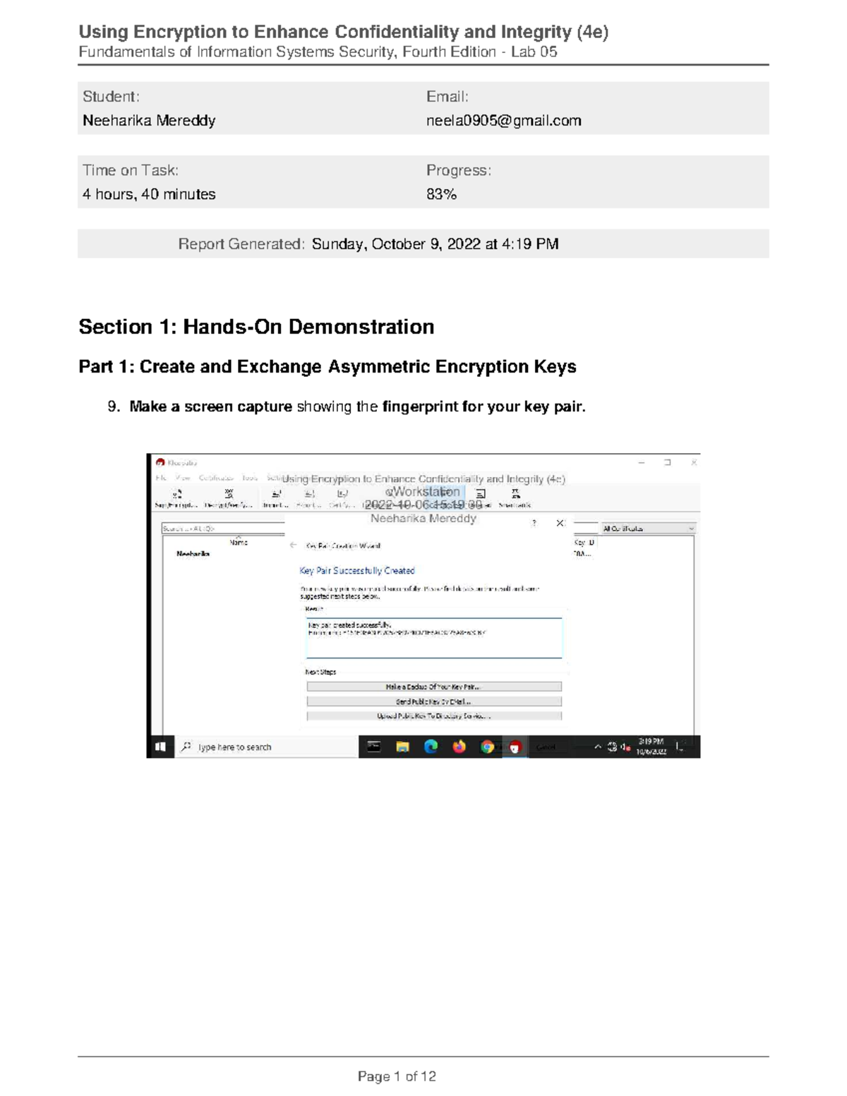 Lab 5-Using Encryption to Enhance Confidentiality and Integrity - Fundamentals of Information ...