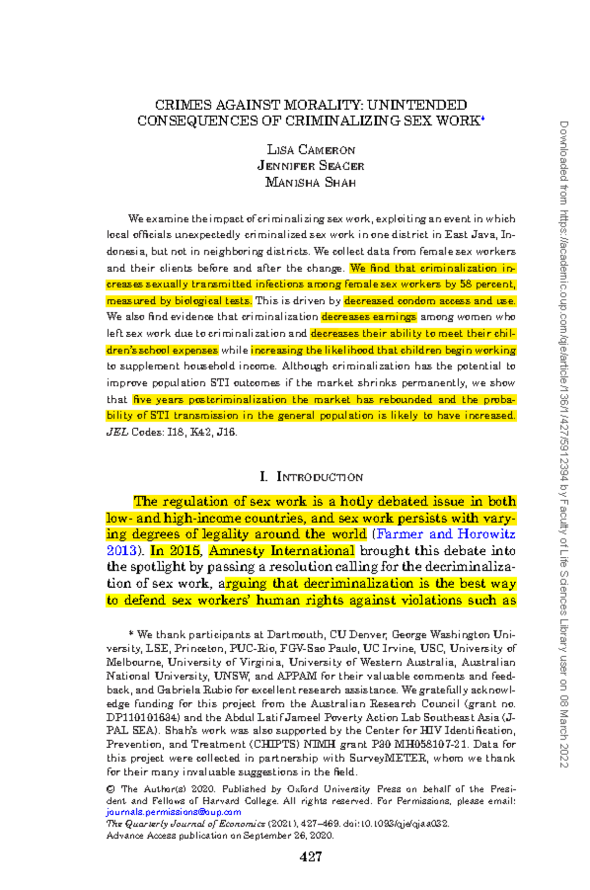 Reading 6.Crimes Against Morality - CRIMES AGAINST MORALITY: UNINTENDED ...