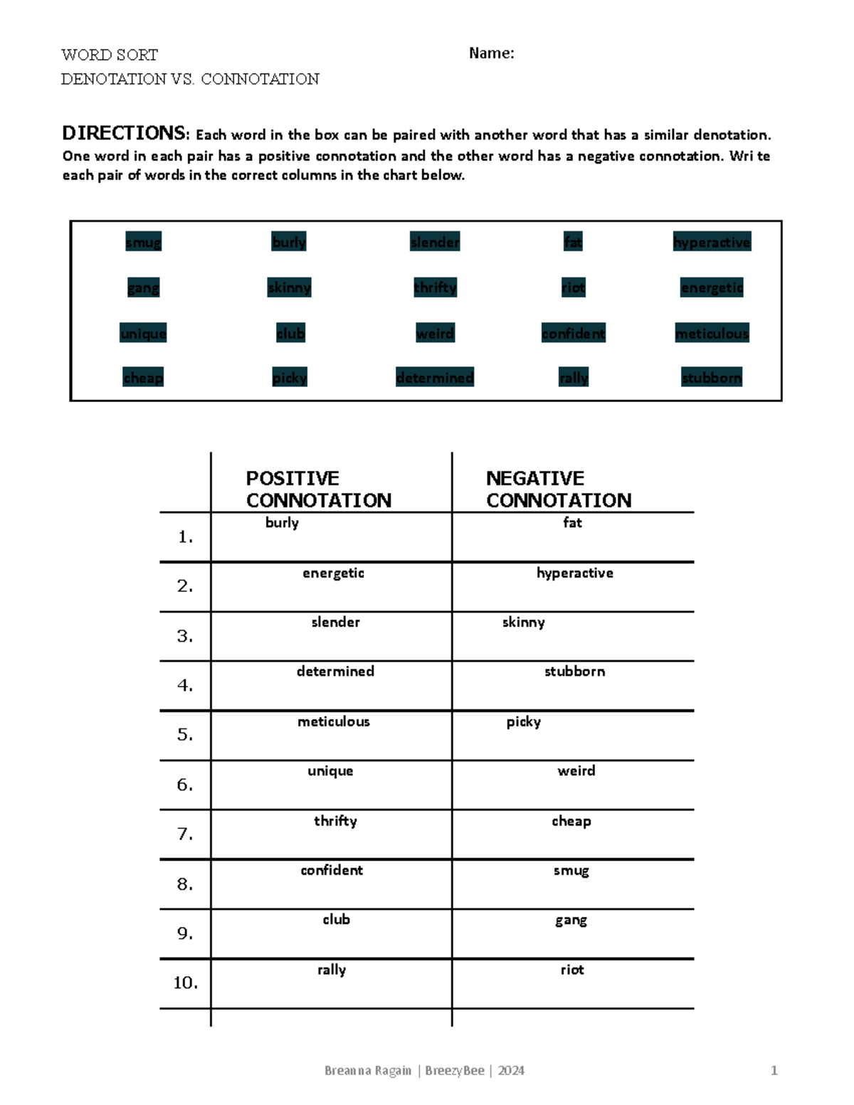 Alice Strader's Connotations & Denotations Practice (2024) - Studocu
