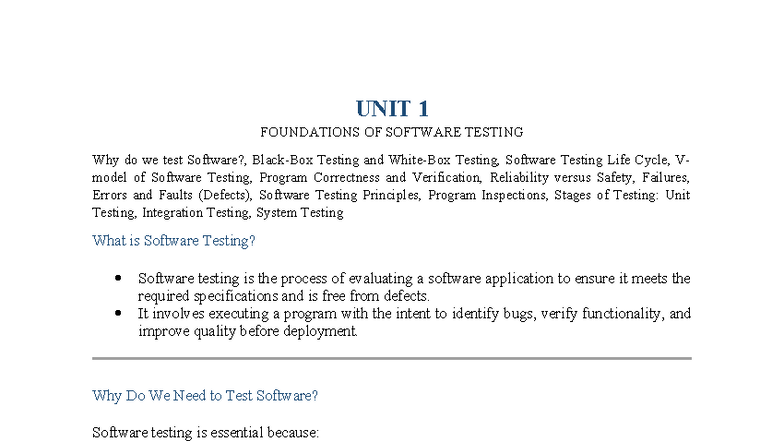 STA - Foundations of Software Testing Lecture Notes - Studocu
