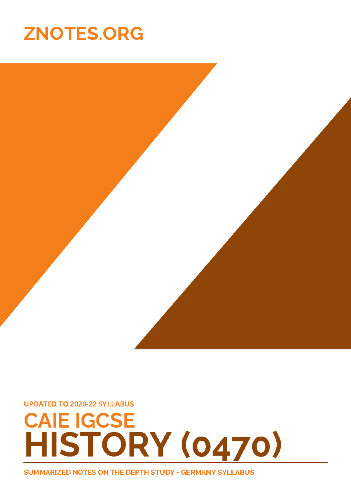 Znotes CAIE IGCSE History Depth Study: Focus on Germany (0470) - Studocu