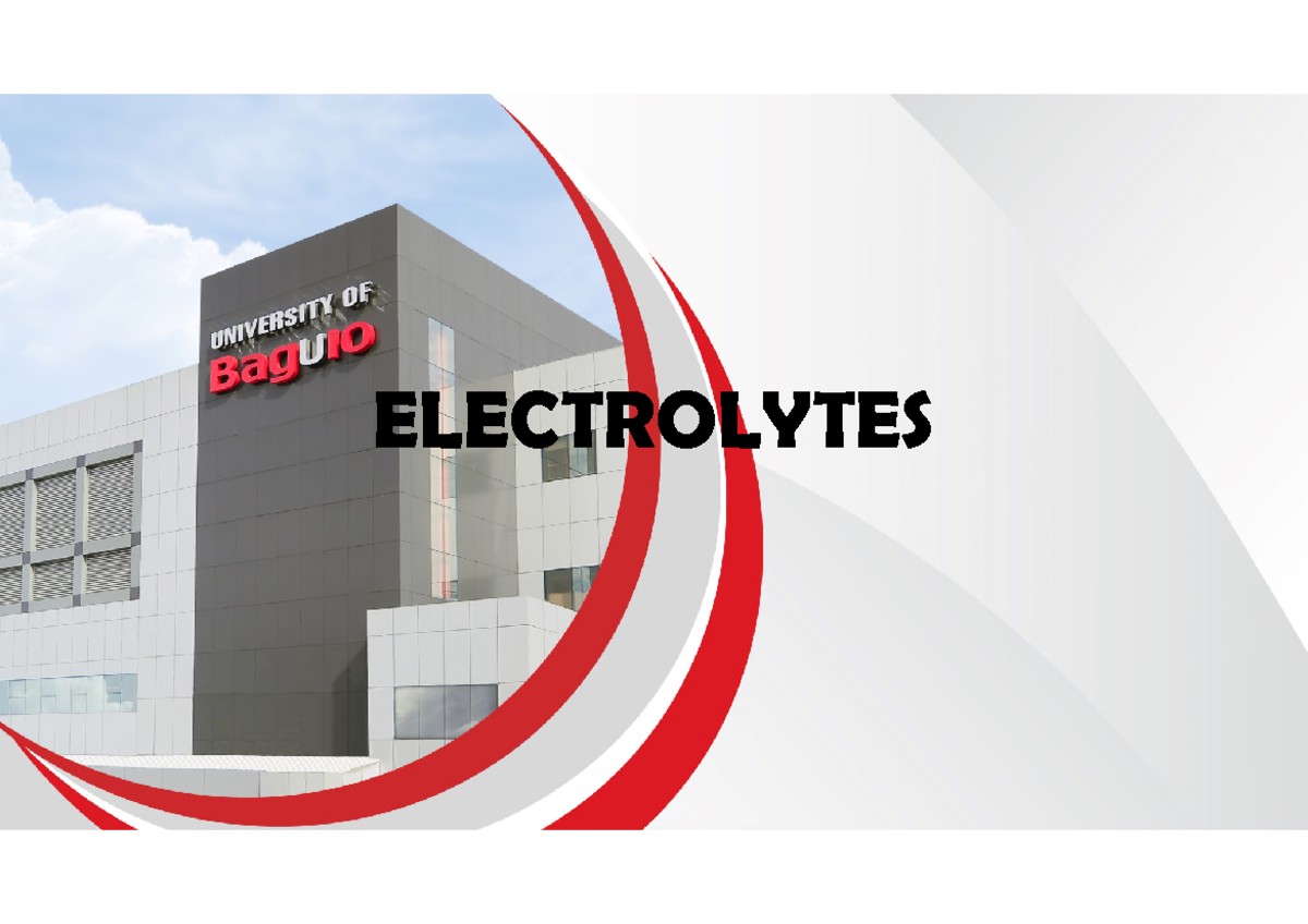 ELECTROLYTES: Overview of Functions and Regulation in Physiology - Studocu