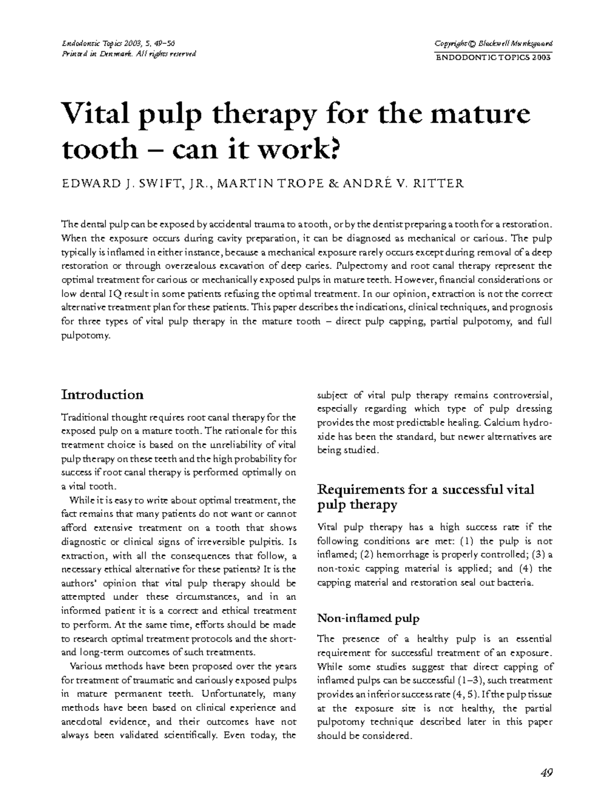 Vital Pulp Therapy for Mature Teeth: Insights and Techniques ...